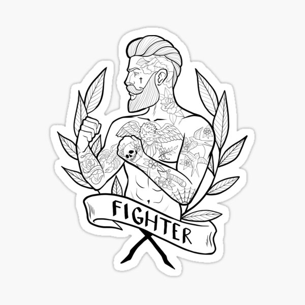 "Fighter Tattoo" Sticker for Sale by ElCalcifer | Redbubble