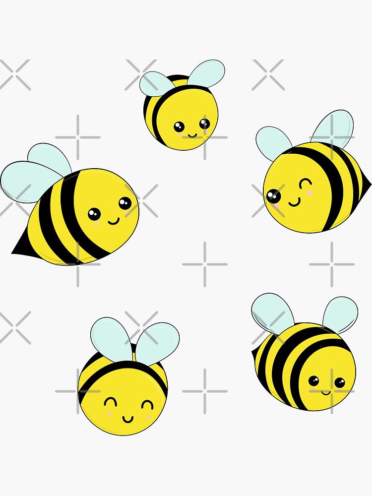 "Chibi Bees Pattern" Sticker by ShutterStudios | Redbubble