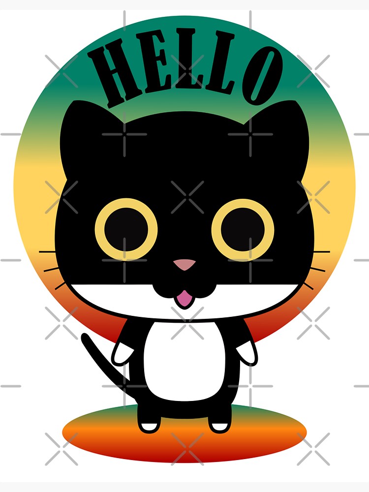 "VINTAGE HELLO CAT" Sticker by PINKISHRETROS | Redbubble