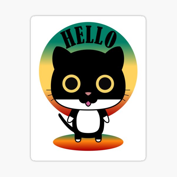 "VINTAGE HELLO CAT" Sticker by PINKISHRETROS | Redbubble