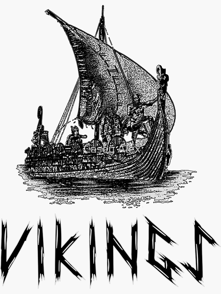 "Vikings Valhalla Boat-Viking t-shirt" Sticker by KrasiStaleva | Redbubble