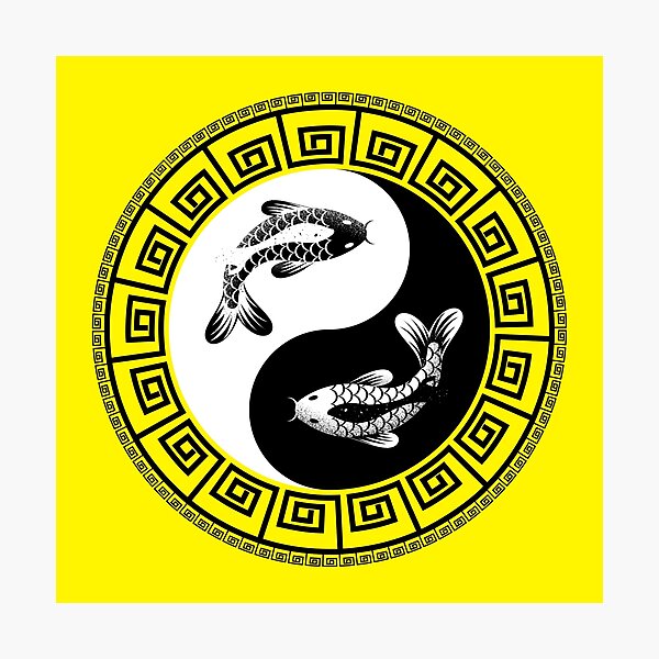 "Yin And Yang Symbol Koi Fish For Spirituality Lovers In Yellow ...