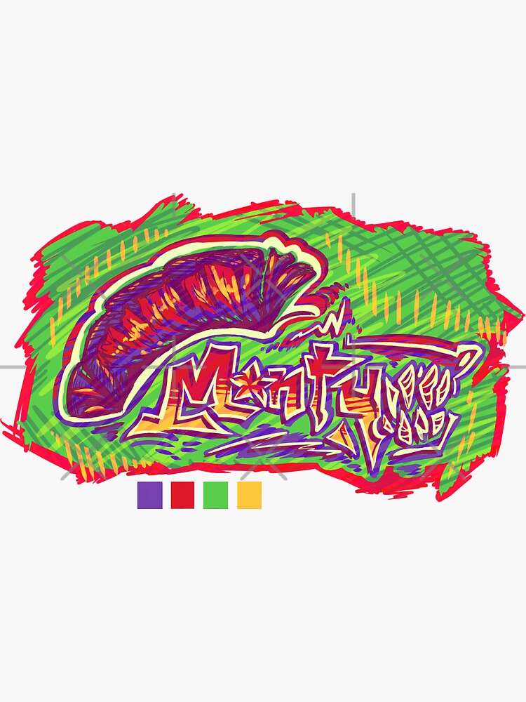 "Monty Gator Name Print " Sticker by MotleyBirdBones | Redbubble