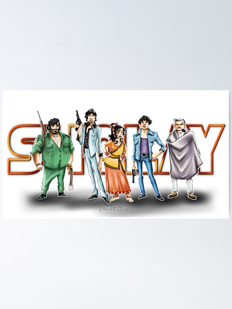"Sholay Animation " Poster for Sale by Sansahota | Redbubble