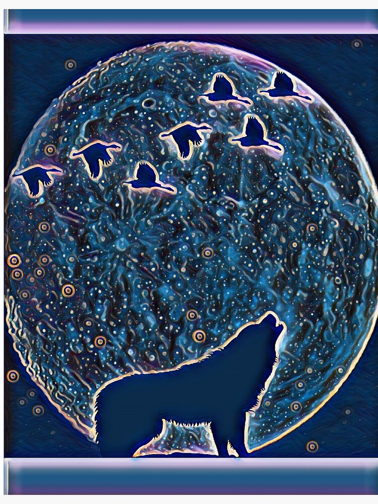 "Magic Wolf Art Colorful Wolves Howling To The Moon" Sticker by ...