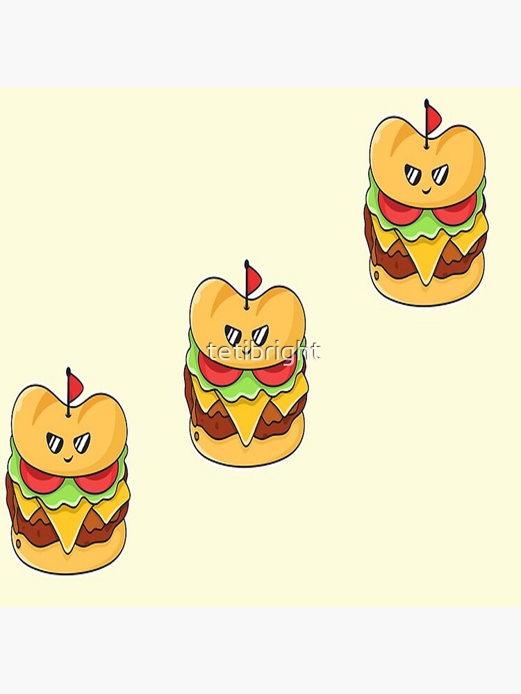 Cute Kawaii Burgers Pattern Sticker For Sale By Tetibright Redbubble