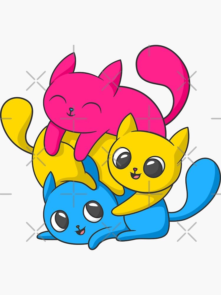 "Pan Flag Colors Cats Pride Pansexual I" Sticker by lemon-pepper ...