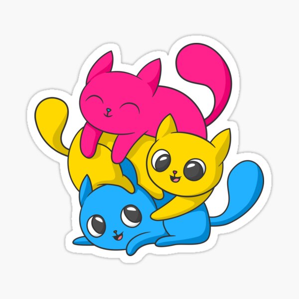 "Pan Flag Colors Cats Pride Pansexual I" Sticker by lemon-pepper ...