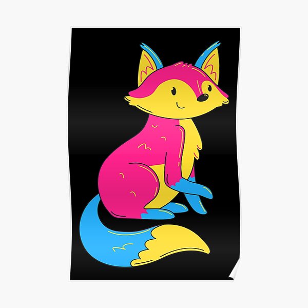 "Pan Flag Colors Fox Pride Pansexual I" Poster for Sale by lemon-pepper ...