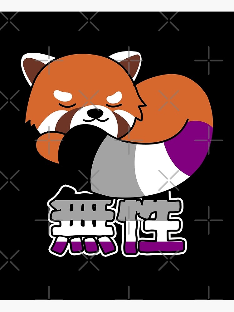 Póster «Lindo orgullo asexual de panda rojo con kanji japonés» de ...