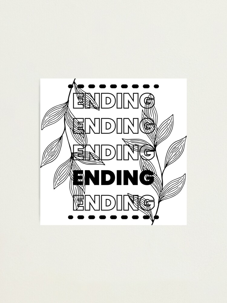"Ending Text With Leaf Illustration, Black" Photographic Print for Sale ...