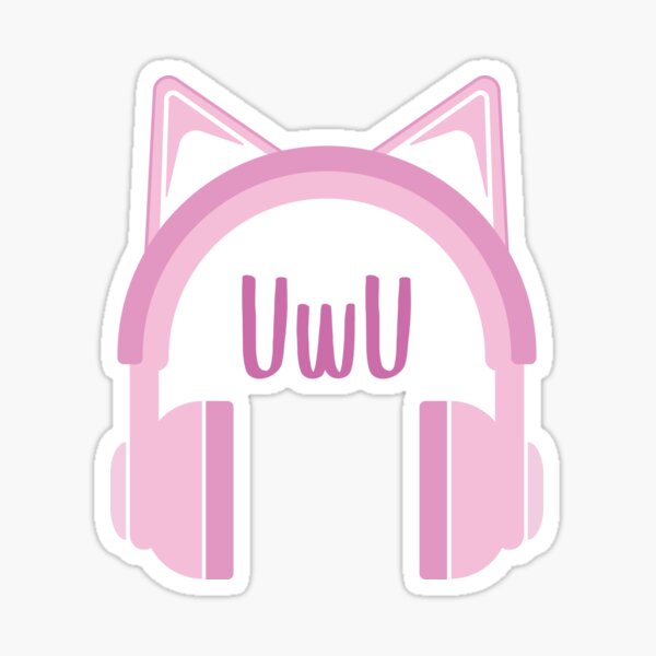 "UwU - Headphones Kawaii (Pink BG)" Sticker by FilipeFerreira | Redbubble