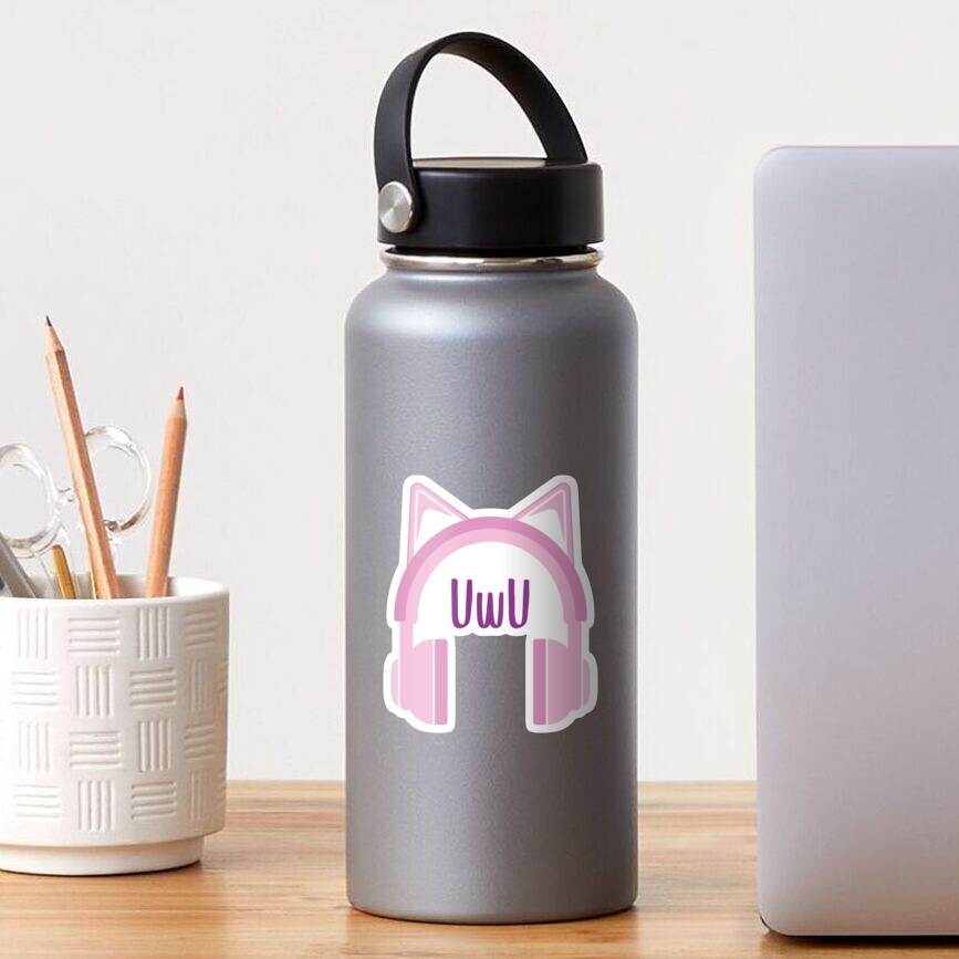 "UwU - Headphones Kawaii (Purple BG)" Sticker by FilipeFerreira | Redbubble