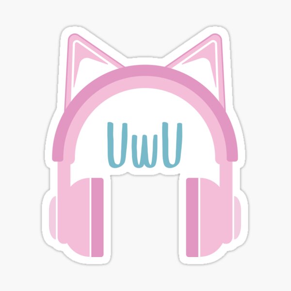 "UwU - Headphones Kawaii (Cute Blue BG)" Sticker by FilipeFerreira ...