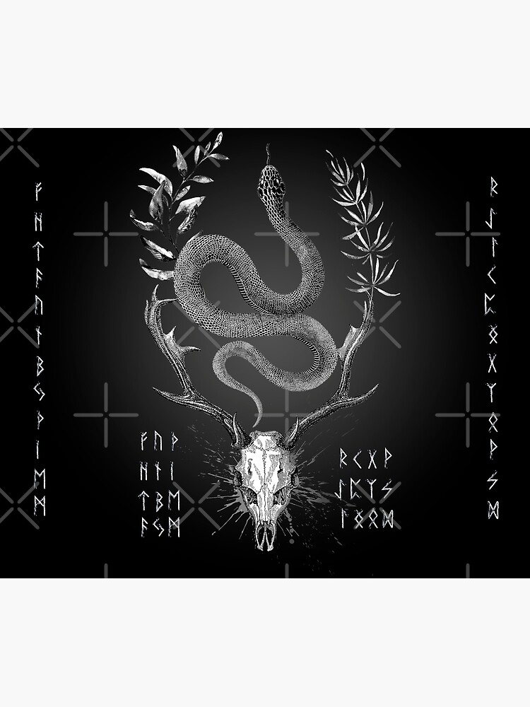 "Snake, Deer and Runes in Nordic Style" Poster for Sale by 3vaN | Redbubble