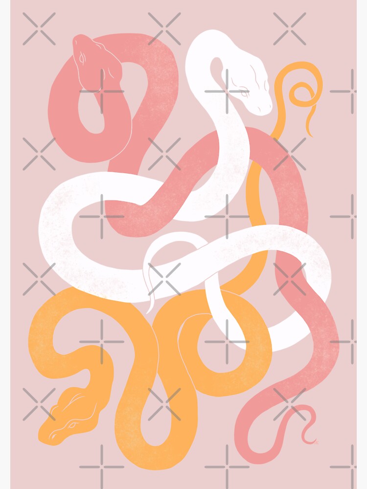 "Pink Bohemian Snakes" Sticker by ricetraveler | Redbubble