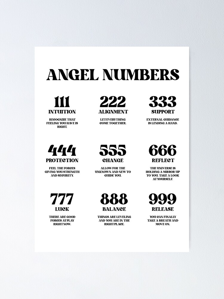 "Angel Numbers" Poster for Sale by kjanedesigns | Redbubble
