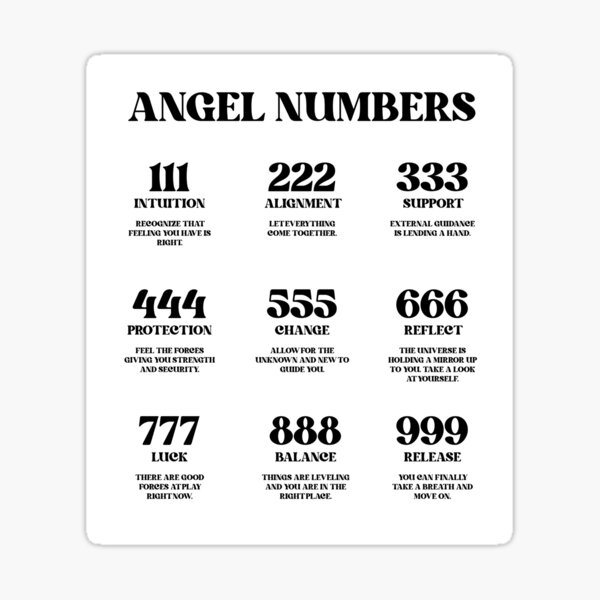 "Angel Numbers" Sticker for Sale by kjanedesigns | Redbubble