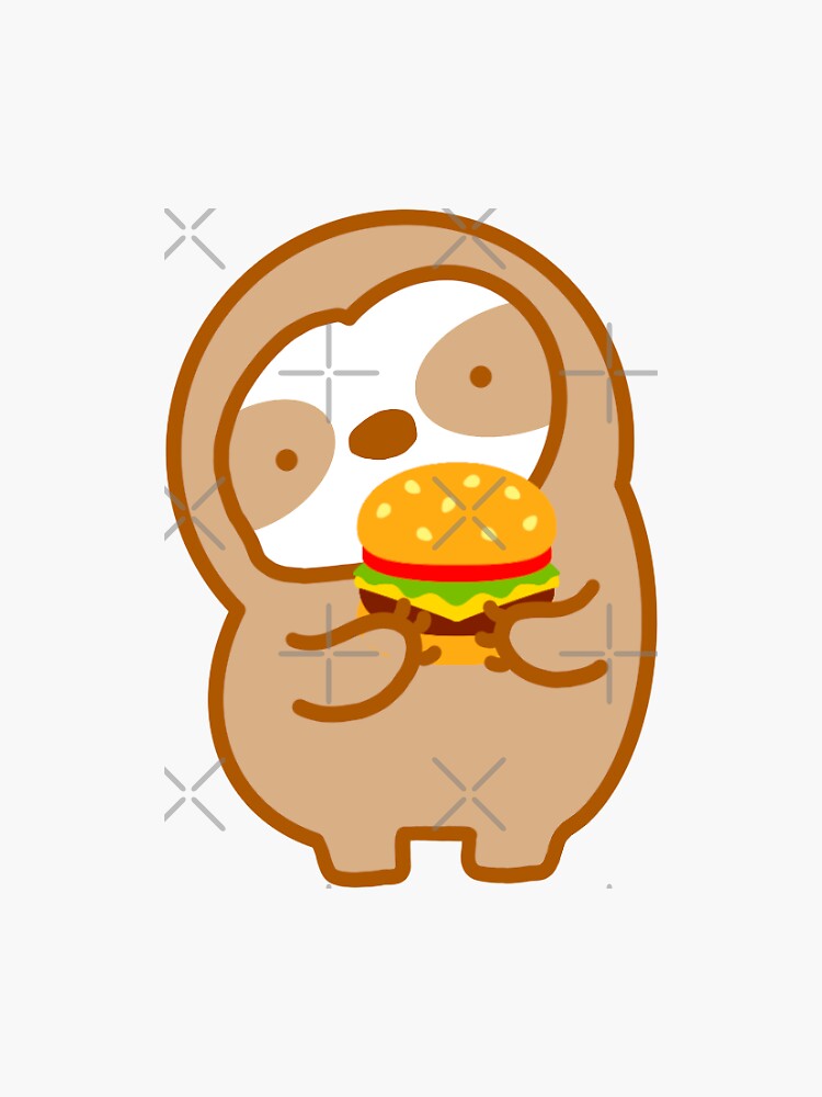 "Easily Distracted By Burger Sloth " Sticker by theslothinme | Redbubble