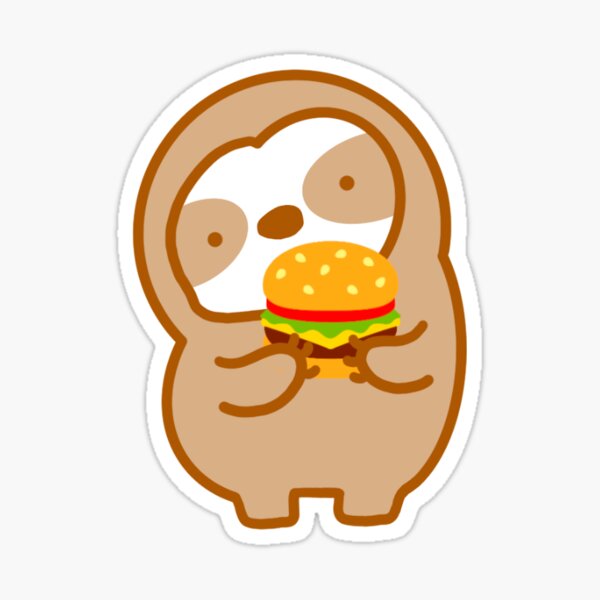 "Easily Distracted By Burger Sloth " Sticker by theslothinme | Redbubble
