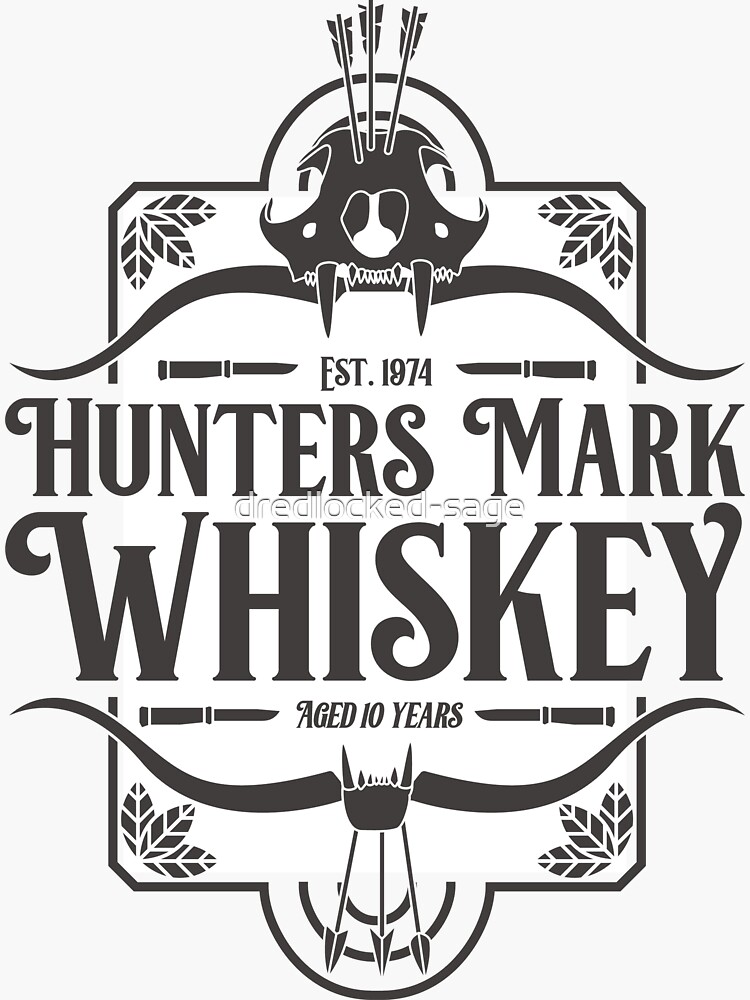 "Hunters Mark Whiskey (Black)" Sticker for Sale by dredlocked-sage ...