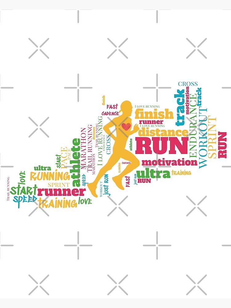 "Colorful running shoe with runner and words" Photographic Print for ...