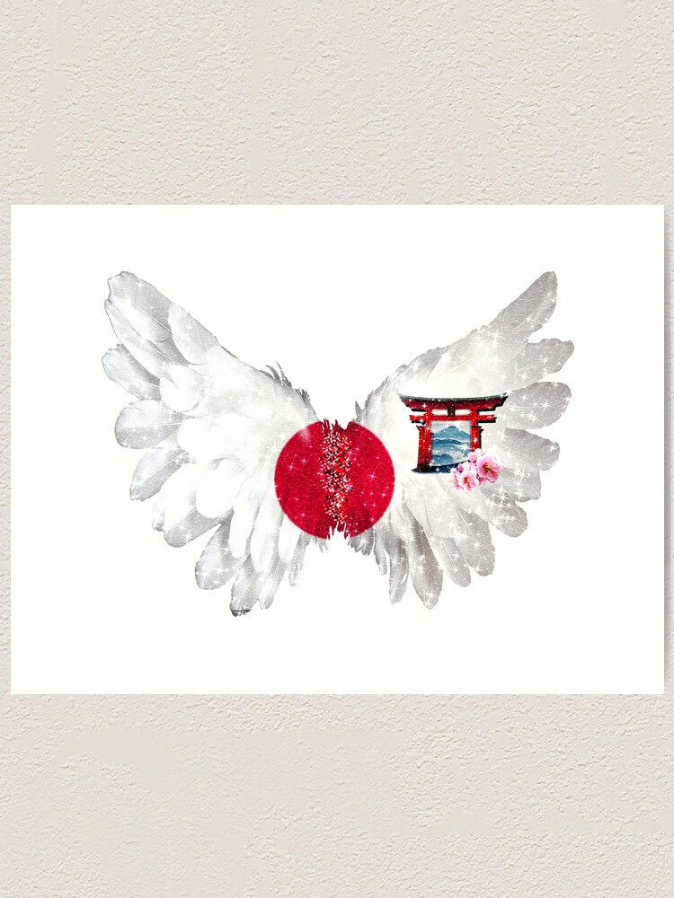 "Japan Flag Angel Wings Feather Torii" Art Print for Sale by Jolly ...