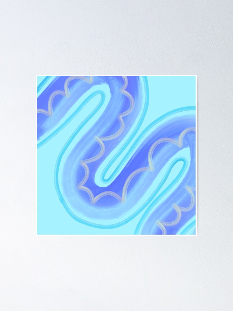 "Wavy Blue Squiggly Line Pattern, made by EndlessEmporium" Poster for ...