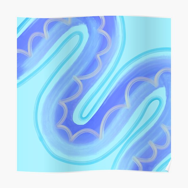 "Wavy Blue Squiggly Line Pattern, made by EndlessEmporium" Poster for ...