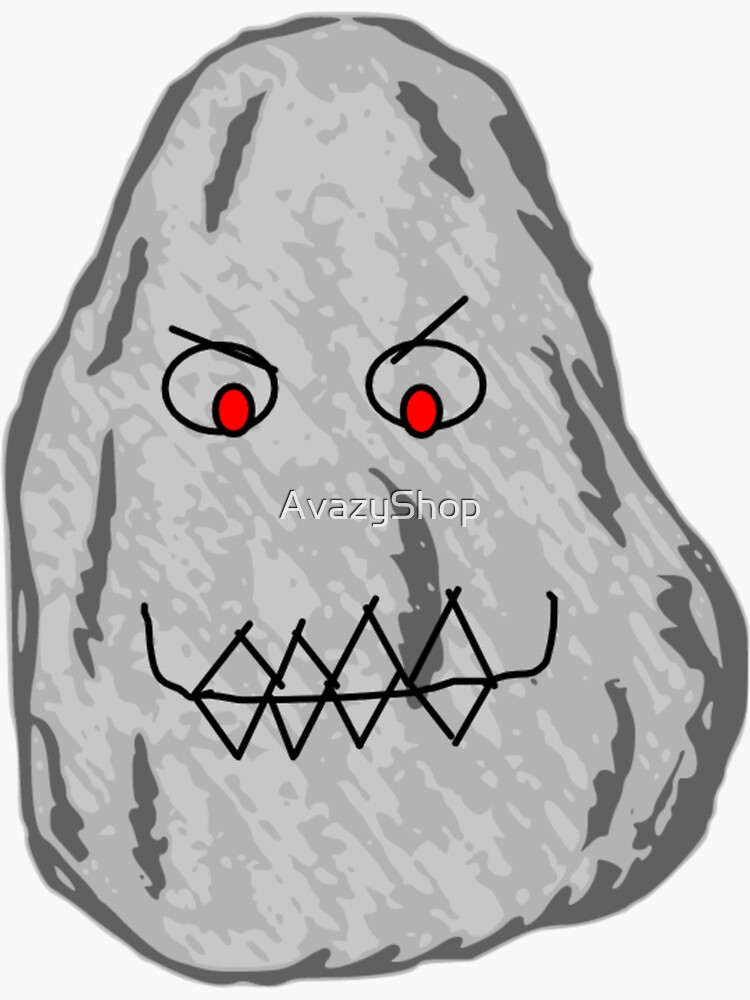 "Everything Everywhere All At Once Angry Rock With Red Eyes" Sticker by ...