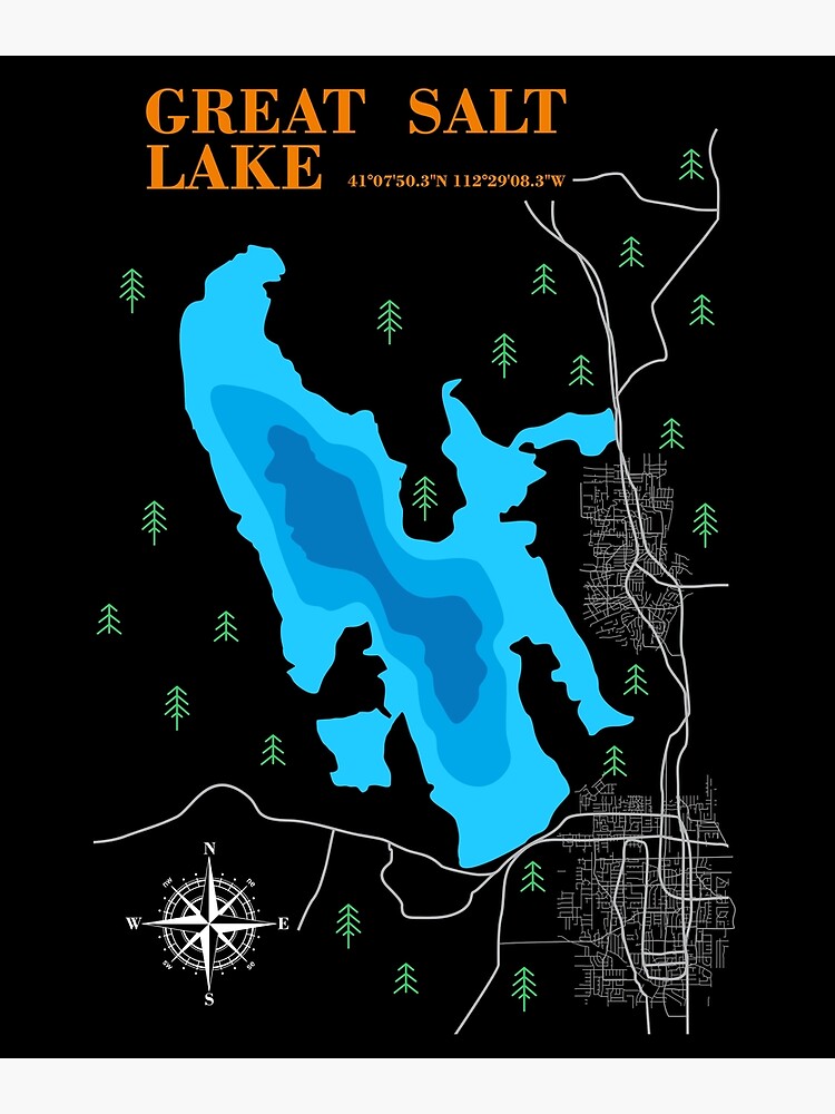"Great Salt Lake Map" Poster for Sale by IvonDesign | Redbubble