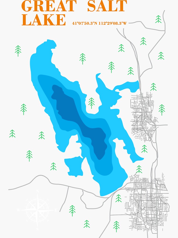 "Great Salt Lake Map" Sticker by IvonDesign | Redbubble
