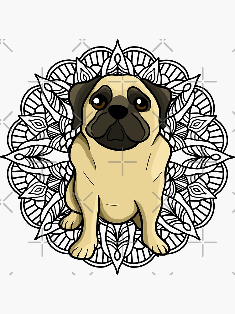 "Pug Mandala" Sticker by Ahenix | Redbubble
