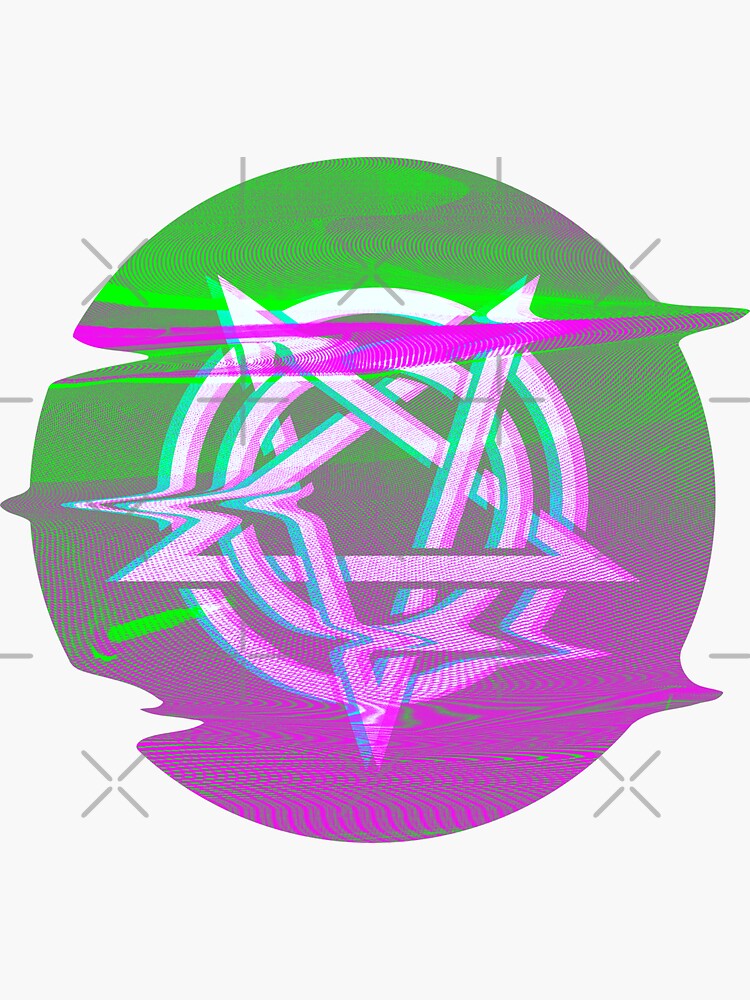 "Static Distorted Glitch Pentagram" Sticker for Sale by BetterDaze ...