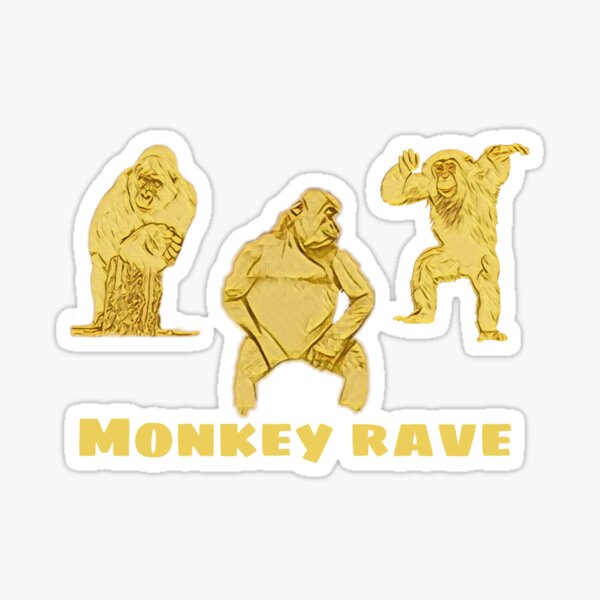 "Monkey rave " Sticker for Sale by Steele127 | Redbubble