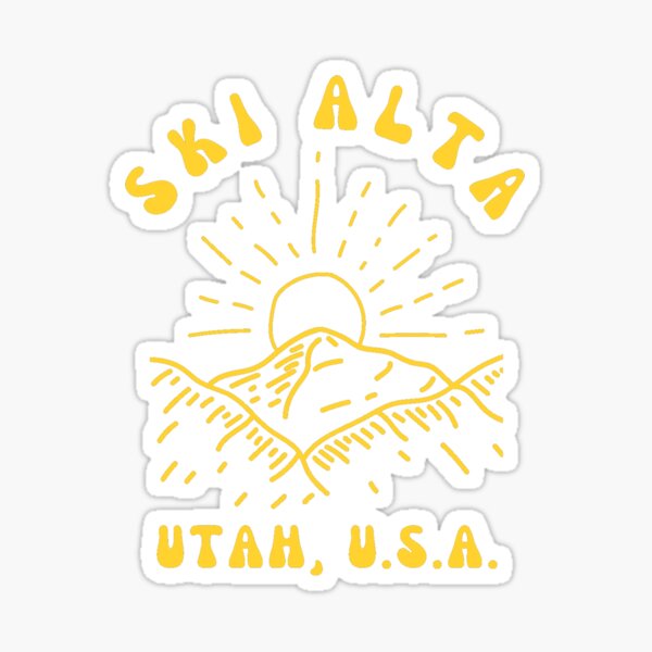 "Retro Sixties Ski Alta Utah - Yellow Text - Vintage-Style Skiing ...