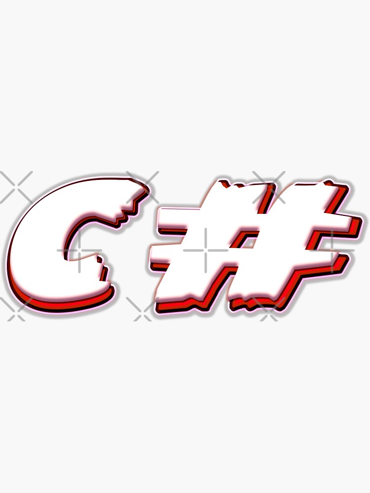 "C# Sharp is productive red" Sticker by Paralaxe | Redbubble
