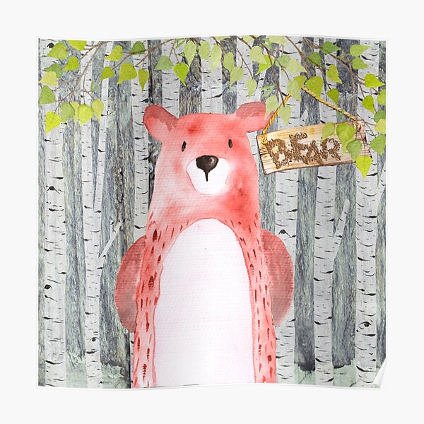 "Bear- Woodland Friends- Watercolor Illustration" Poster for Sale by ...