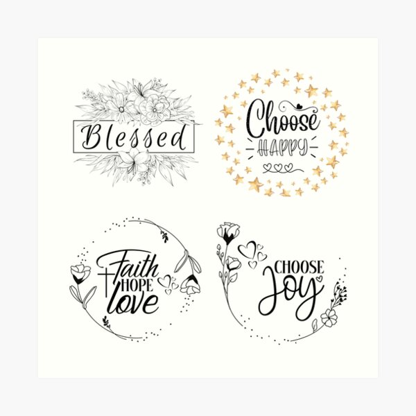 "SET OF 4, Faith Positive Quotes Combo, Choose Joy, Blessed, Faith Hope ...