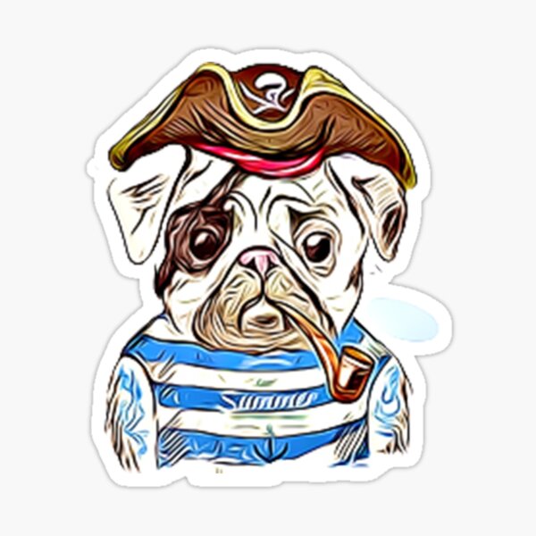 "captain pug the sailor design" Sticker by milanmilan2022 | Redbubble