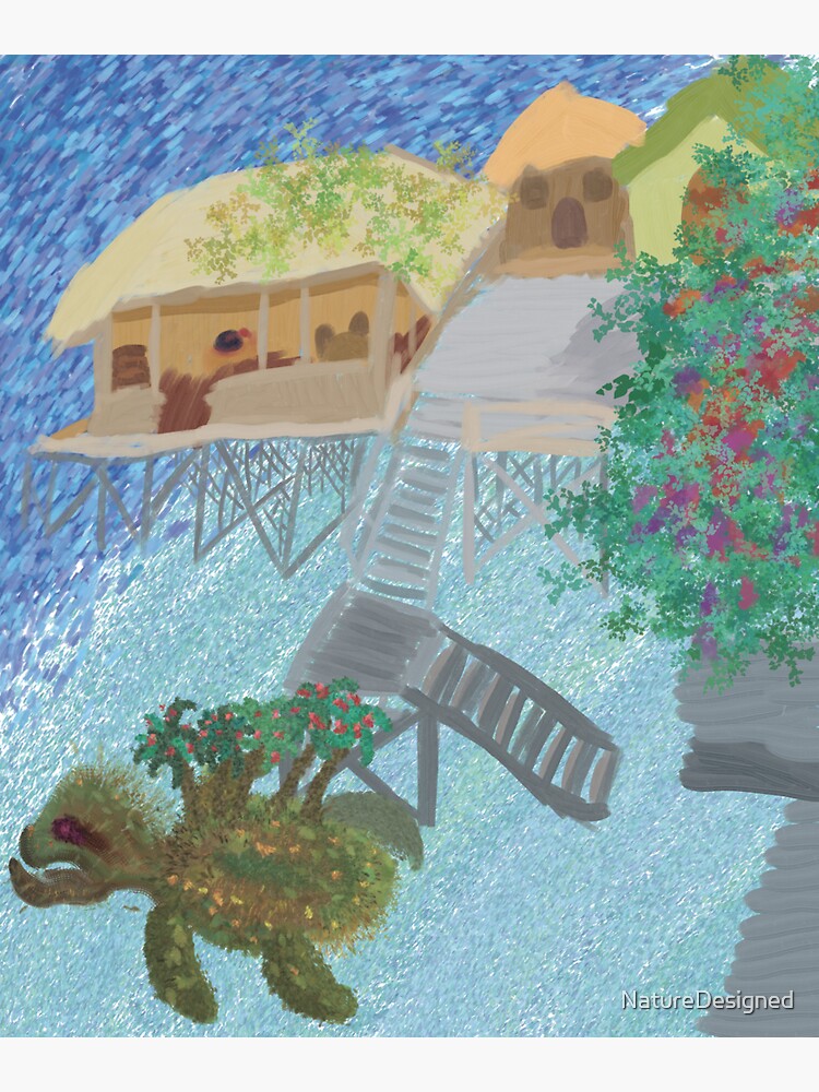 "Forested Turtle and Floating homes" Sticker by NatureDesigned | Redbubble
