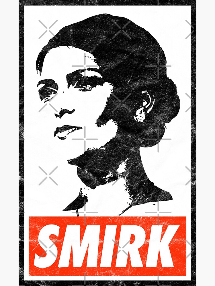 "Priti Patel Smirk (White Worn Look)" Sticker by politicalamity | Redbubble