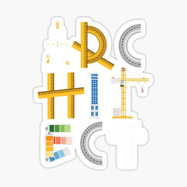 "Architect - Artwork Drawing Design Architecture Construction" Sticker ...