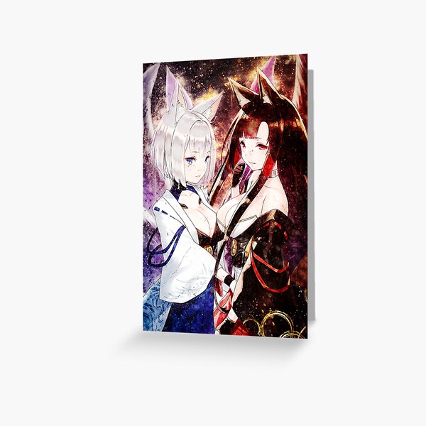 Kaga Azur Lane Fanart Greeting Card By Spacefoxart Redbubble