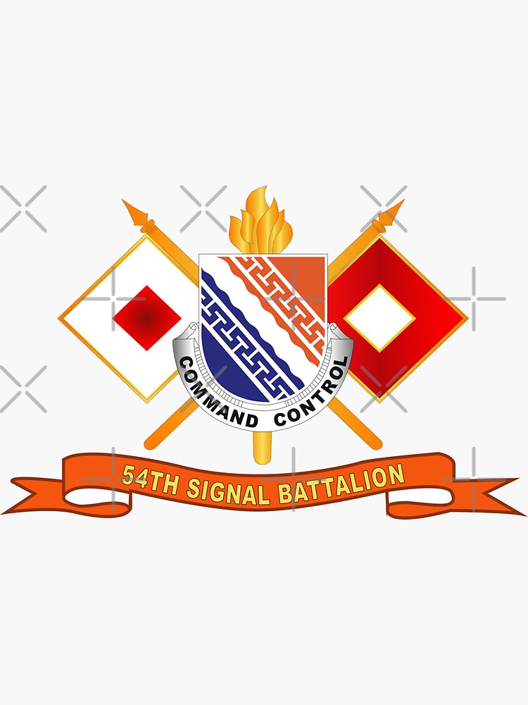 Pegatina «Ejército - 54. ° Batallón de señales con rama de señales - Br ...