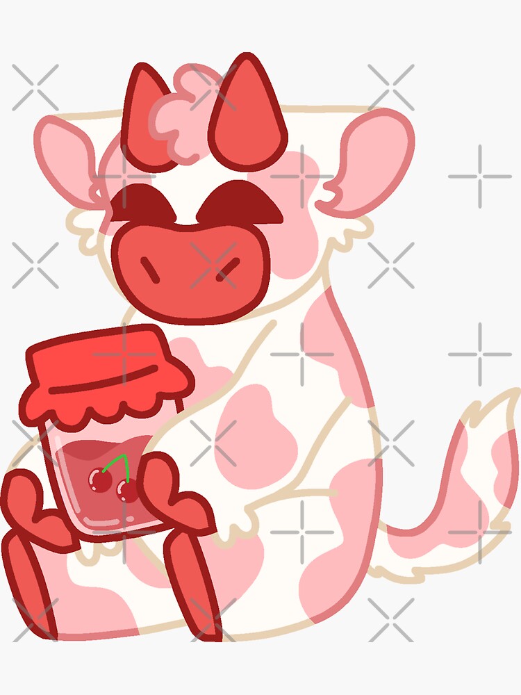"Cherry cow" Sticker by Pwnytail | Redbubble