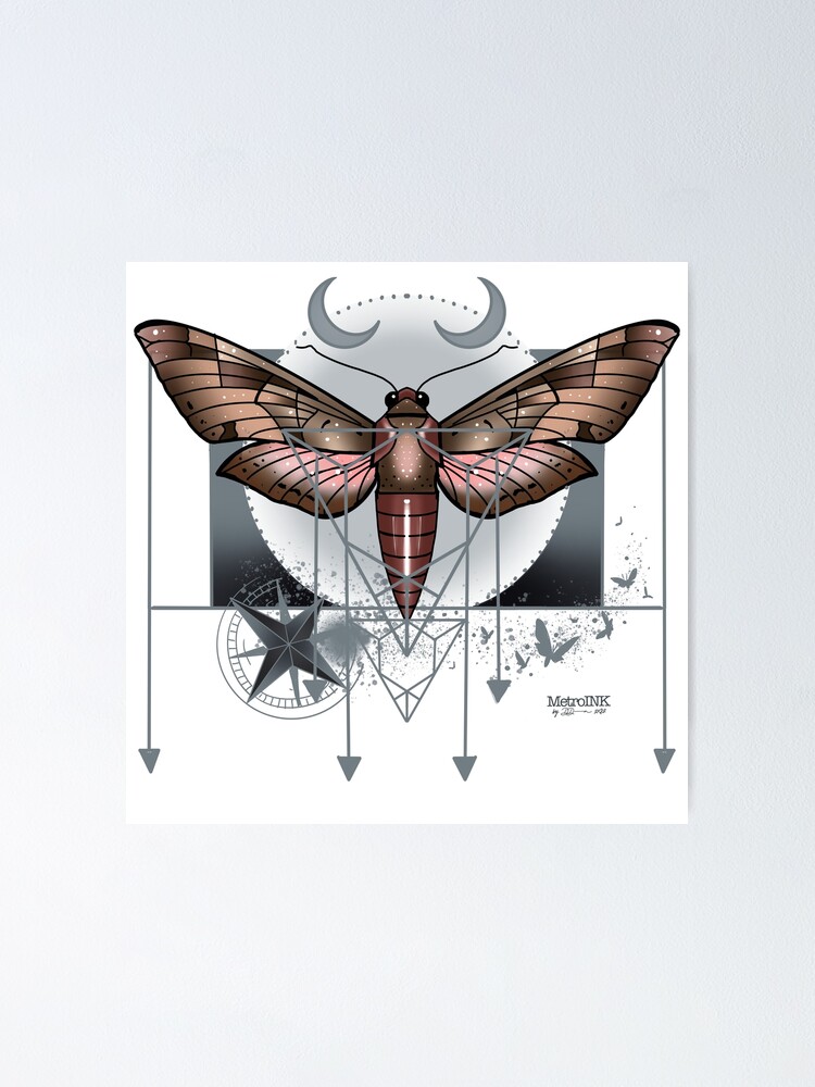 "Geometric Moth" Poster for Sale by MetroInk | Redbubble