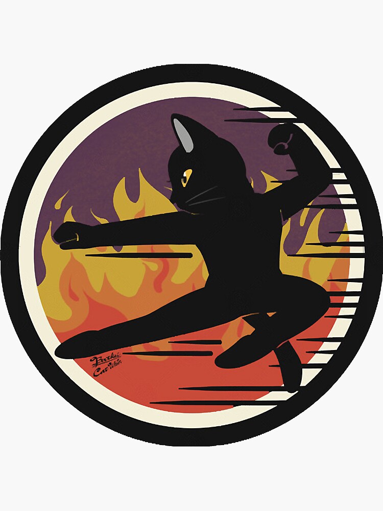 "Kung-fucat" Sticker by JuanPark554576 | Redbubble