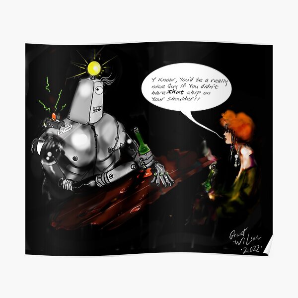 "Robot humour GAG Cartoon. Humorous illustration" Poster for Sale by ...