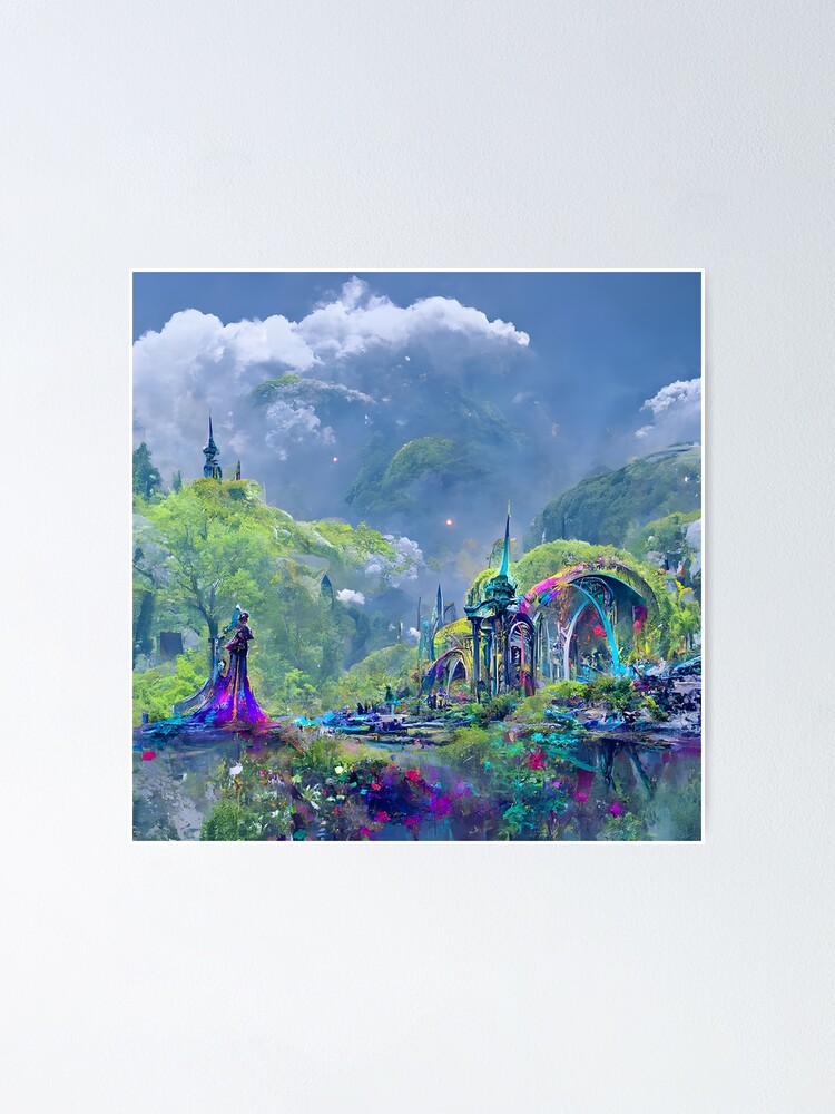 "Vibrant Fantasy Solarpunk" Poster by T-draw | Redbubble